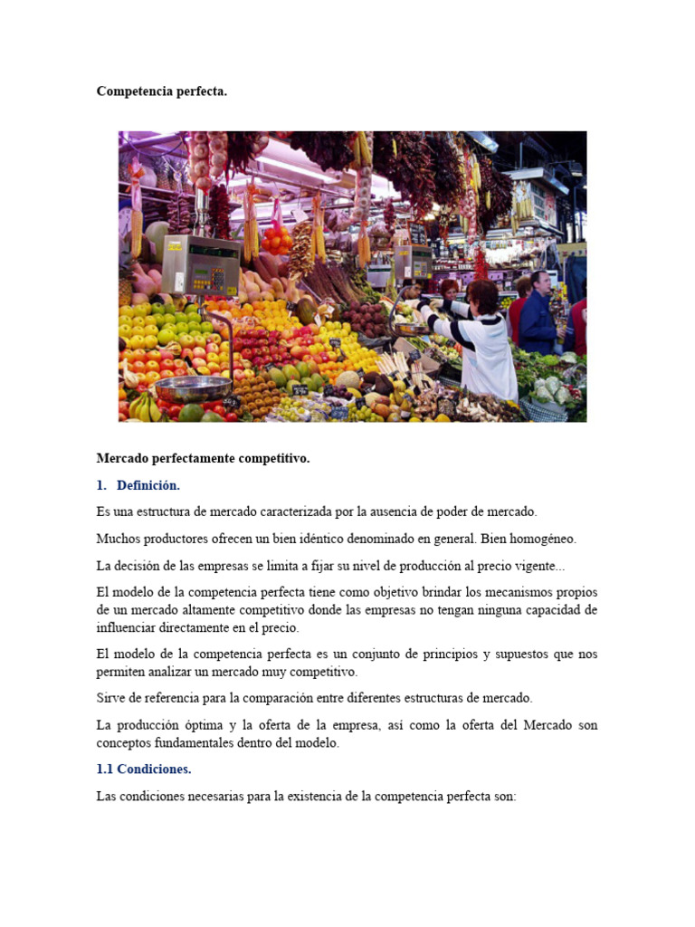 Competencia Perfecta | PDF | Mercado (economía) | Competencia perfecta