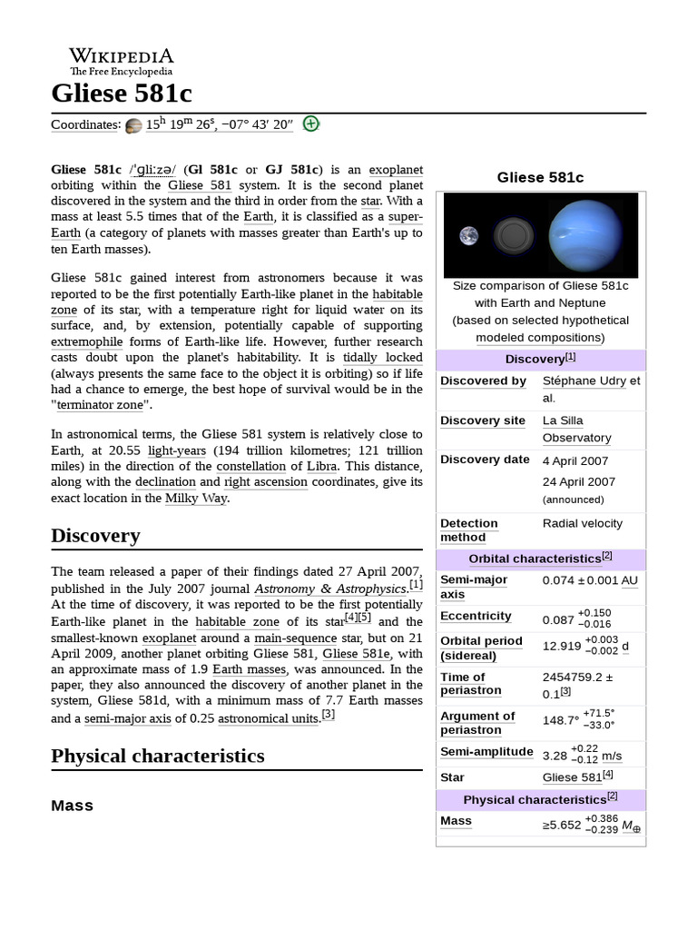 Gliese 581c | PDF | Exoplanetology | Planets