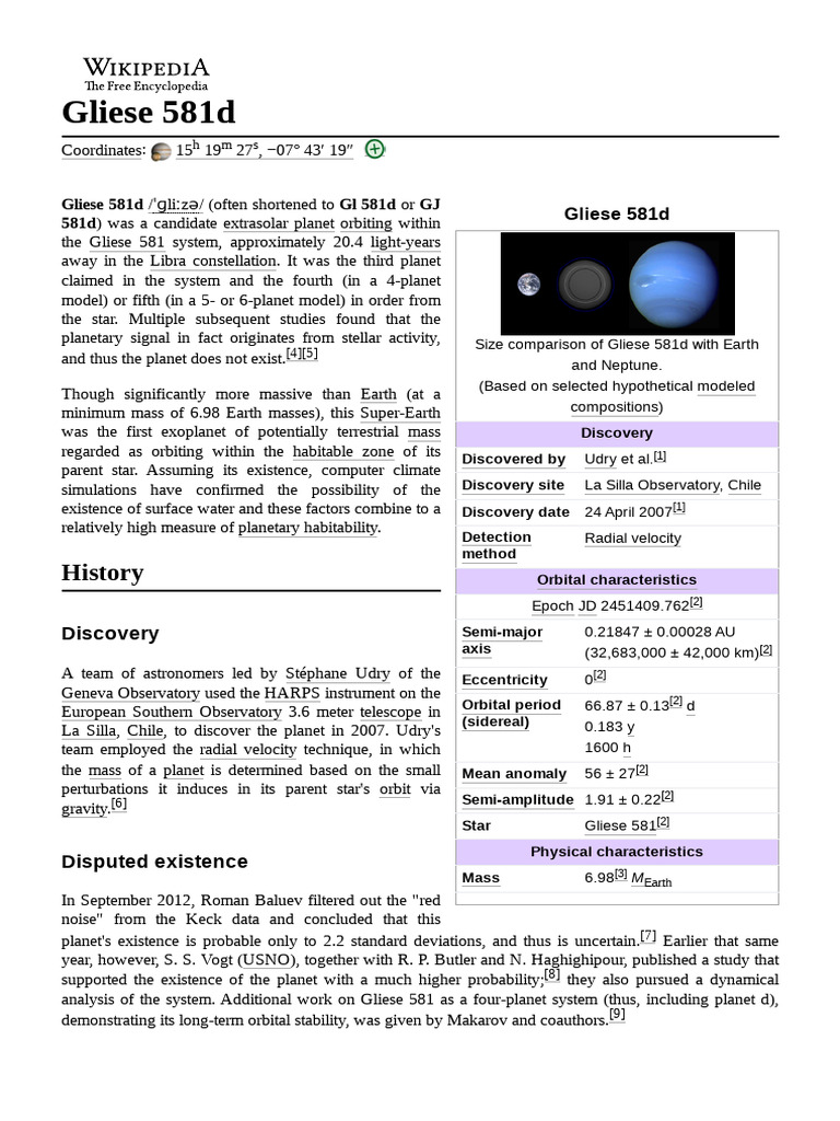 Gliese 581d | PDF | Circumstellar Habitable Zone | Nature