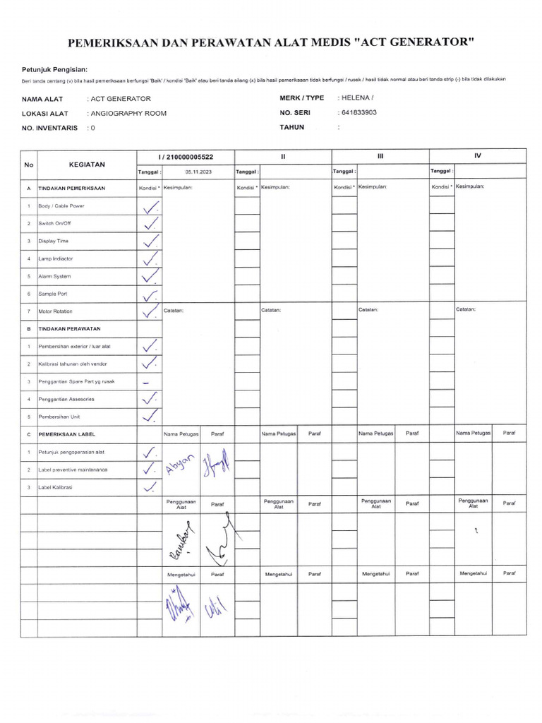 Cheklist PPM ACT Generator 05.11.2023 | PDF