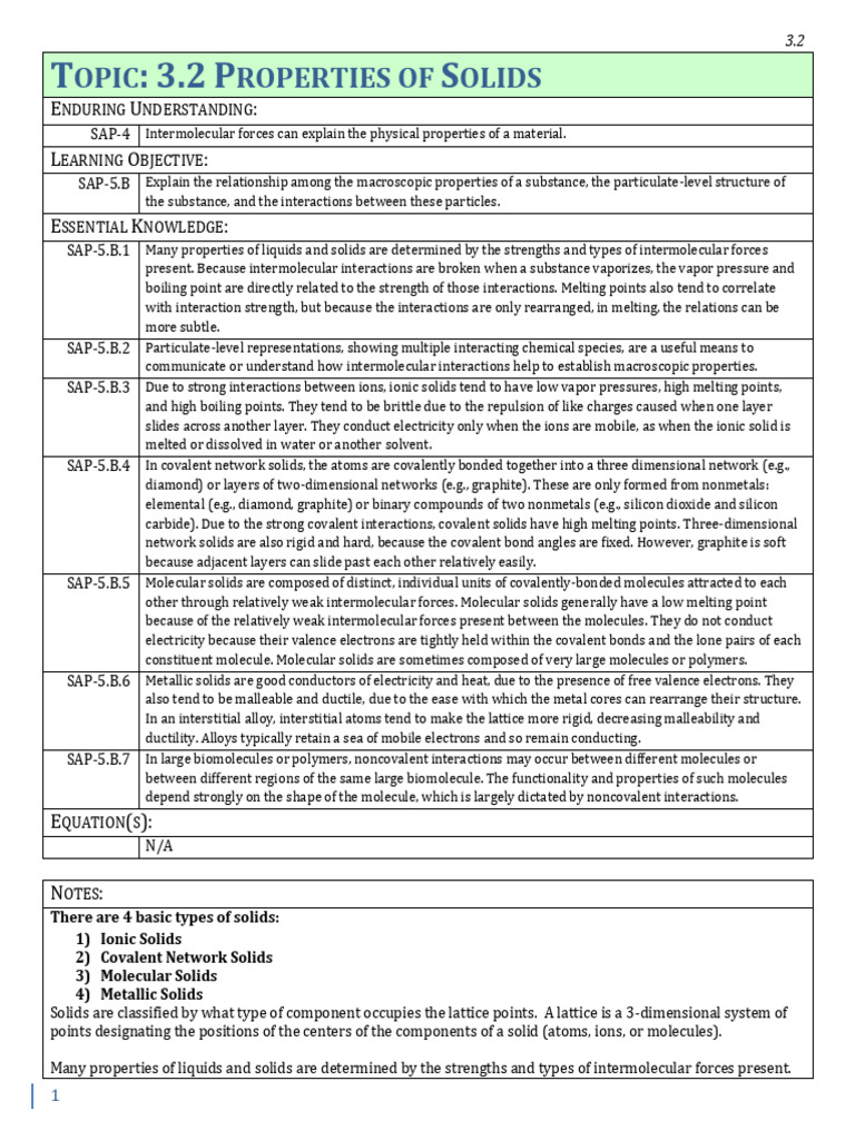 3.2 Properties of Solids Student | PDF | Chemical Bond | Ion