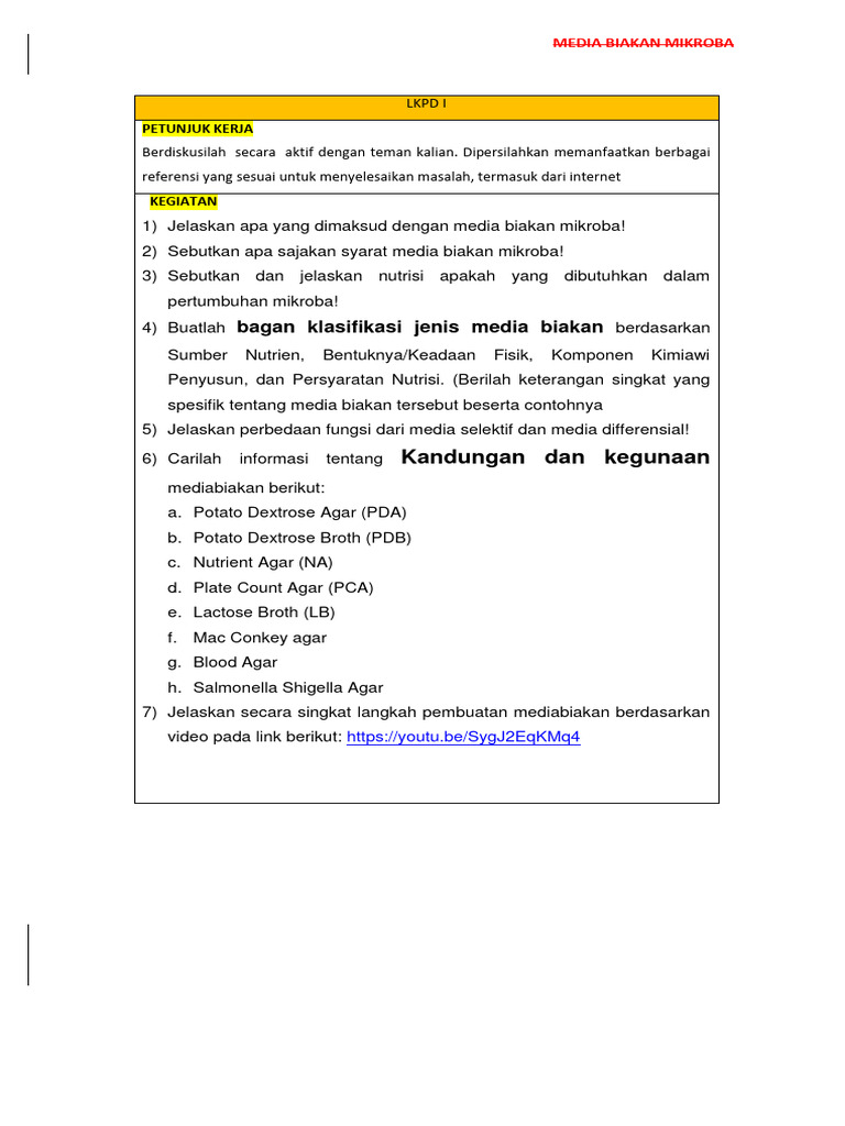 Panduan Media Biakan Mikroba | PDF