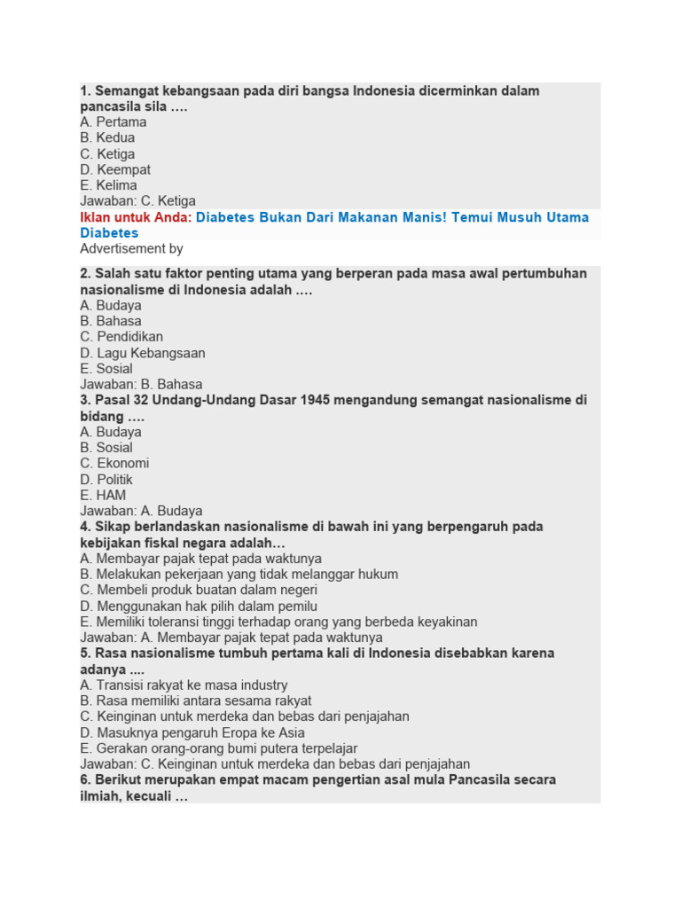 Soal Latihan Wasbang | PDF | Politik