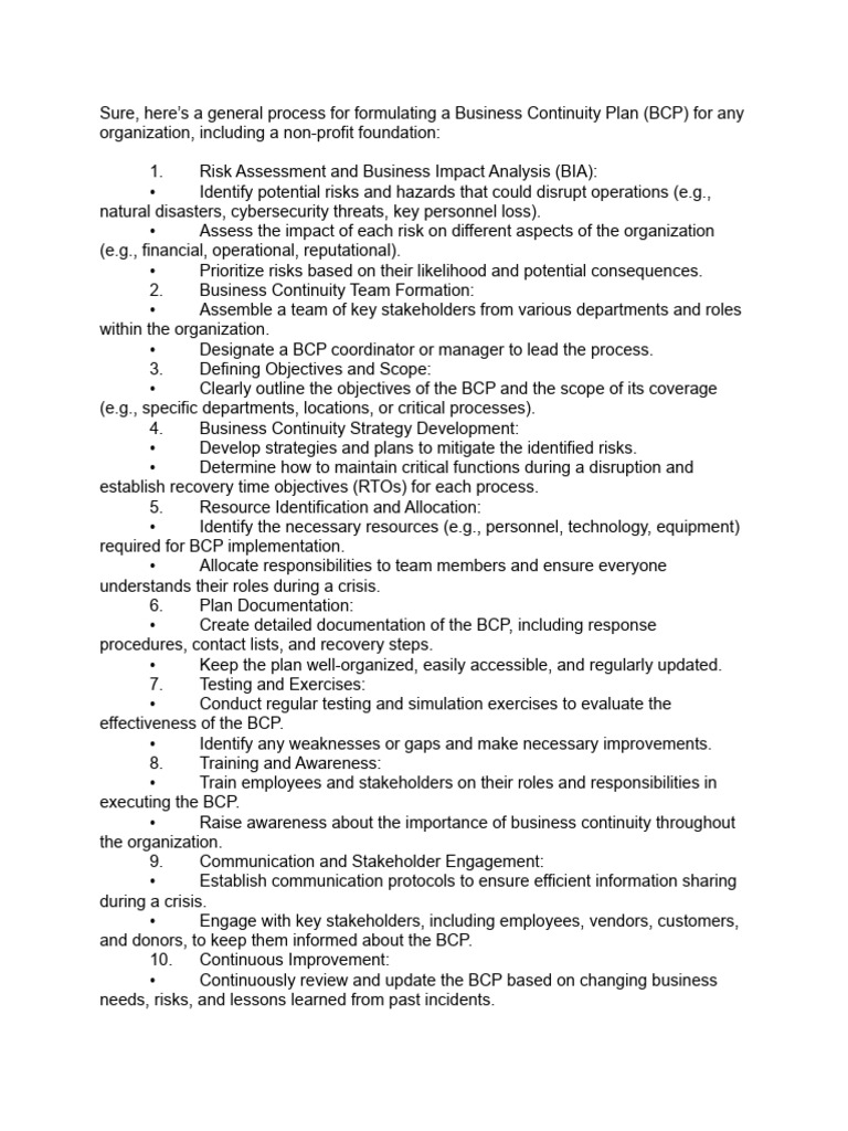 BCP Framework Draft 230801 | PDF | Risk | Crisis Management