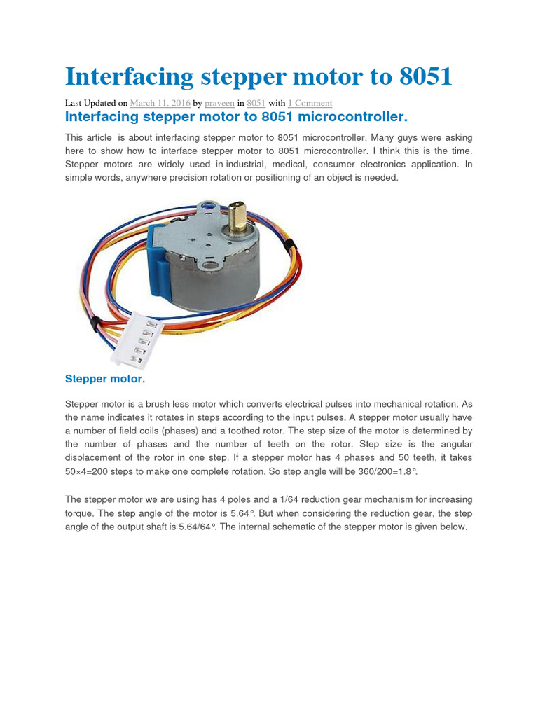 Stepper Motor 8051 Interface Guide | PDF | Electric Motor | Electronic ...
