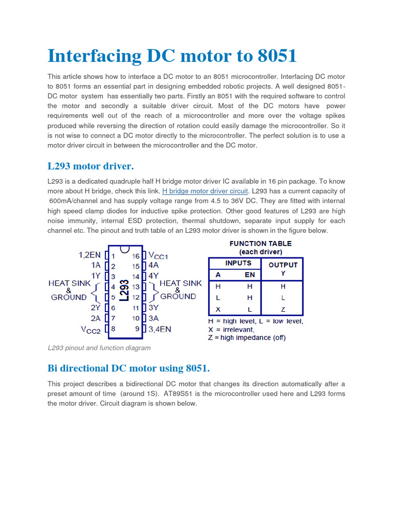 Interfacing DC Motor To 8051 | PDF | Electrical Circuits | Electricity