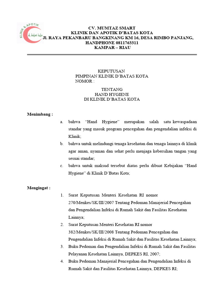 SK Hand Hygiene | PDF | Pengelolaan Keuangan & Uang | Pengembangan Diri