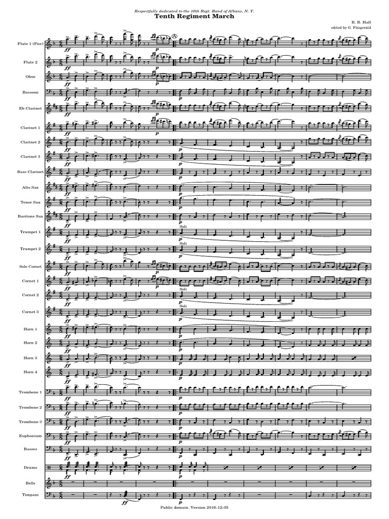 Tenth Regiment March by R. B. Hall | PDF | Orchestras | Musical Compositions