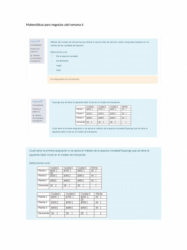 Matem Ticas para Negocios Utel Semana 6 | PDF