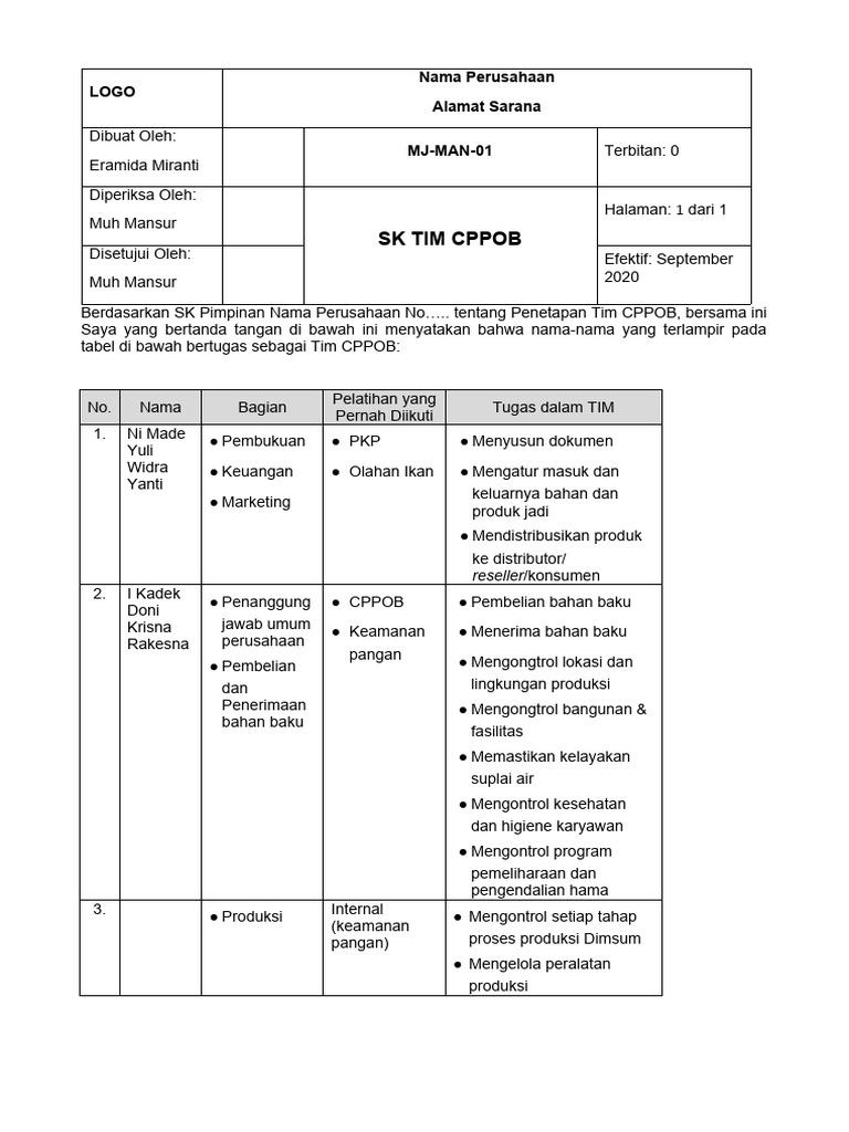 Man-01 SK Tim Cppob | PDF