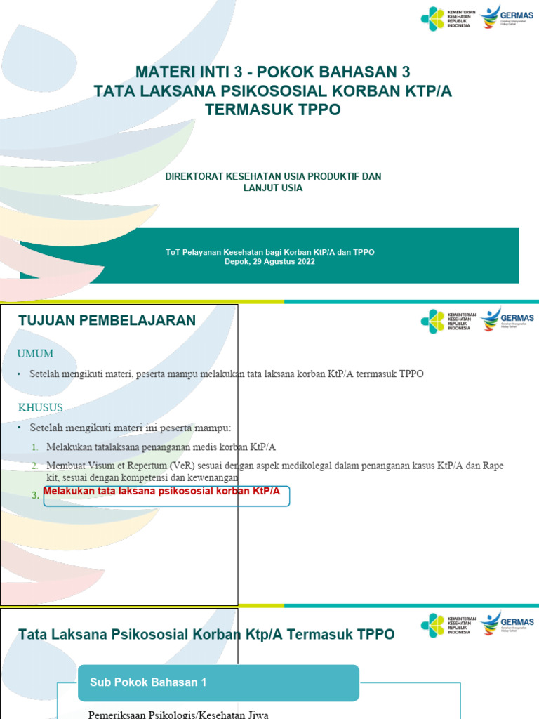 MI 3 - PB 3 Tata Laksana Psikososial Korban KtPA Termasuk TPPO (DR Yaniar) | PDF | Pengembangan ...