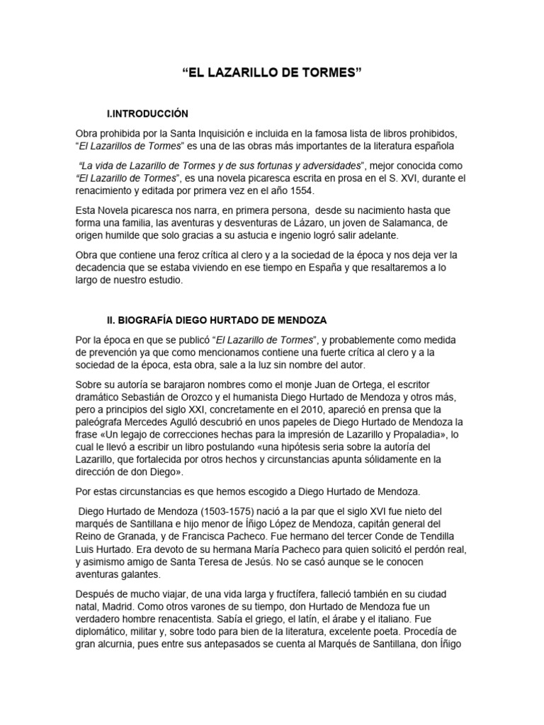El Lazarillo de Tormes | PDF