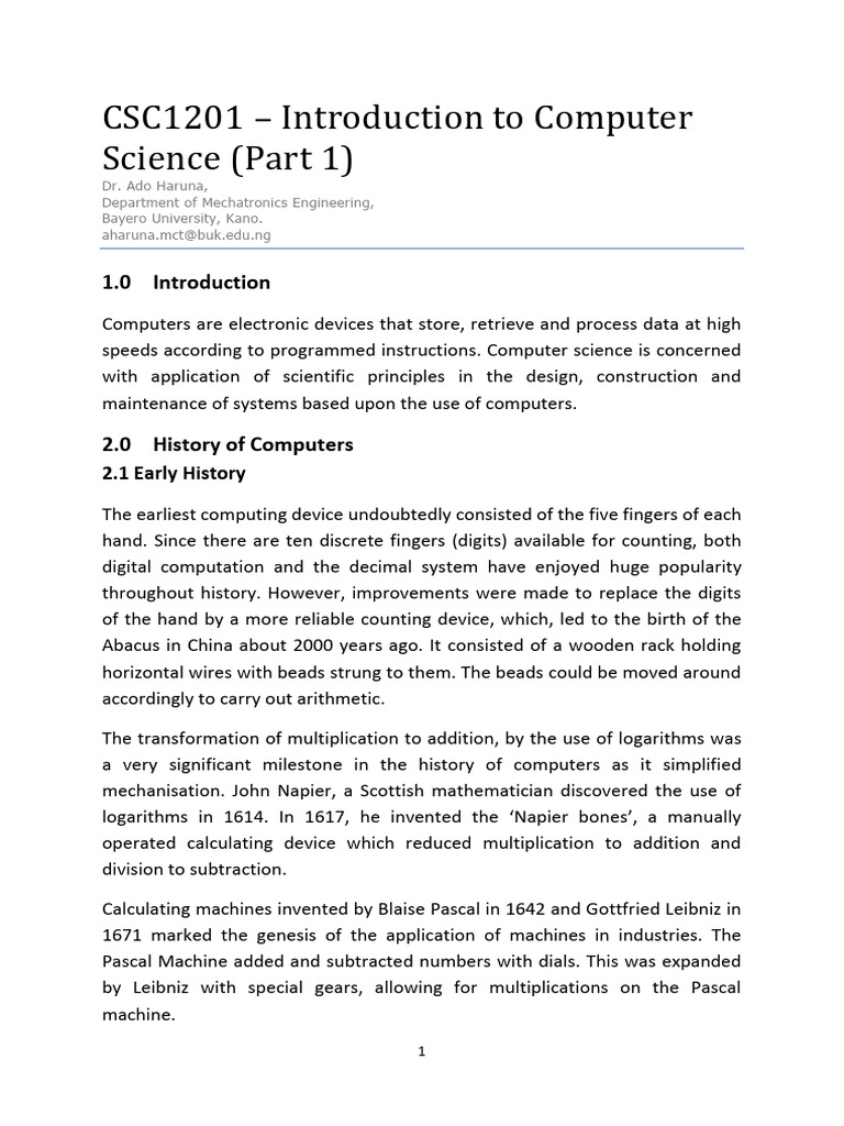 CSC1201 Part1 Notes. 2023pdf-1 | PDF | Computer Data Storage ...