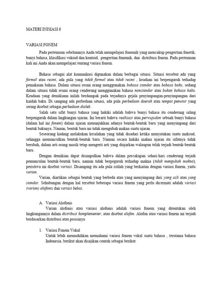 Materi Inisiasi 6 Fonologi BHS Ind | PDF