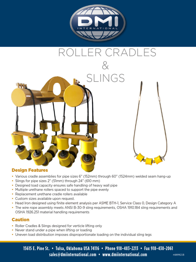 4009821B Dmi Roller Cradles and Slings 20210826 | PDF | Pipe (Fluid ...
