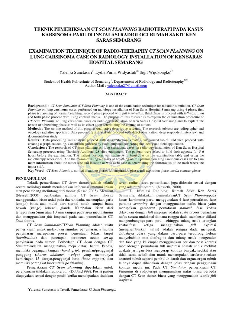 Teknik Pemeriksaan CT - Scan Planing Radioterapi | Download Free PDF ...