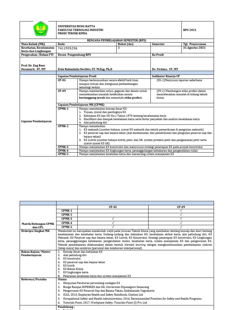 7.4. RPS Kesehatan, Keselamatan Kerja Dan Lingkungan | PDF