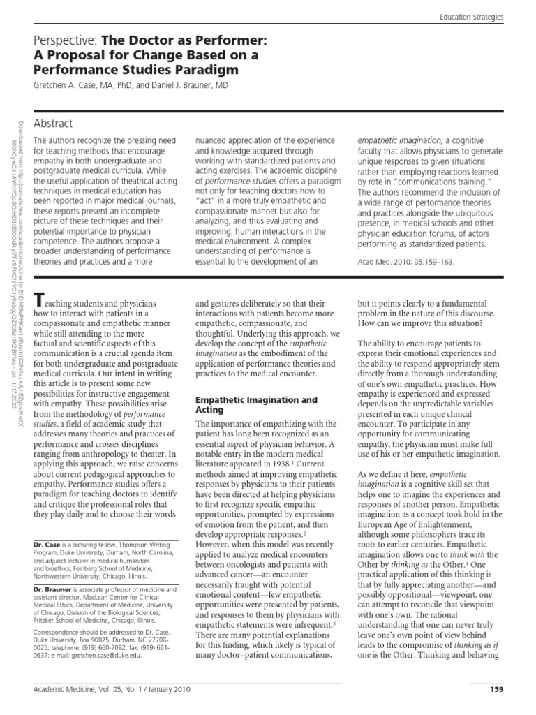 Perspective The Doctor As Performer A Proposal.40 | PDF
