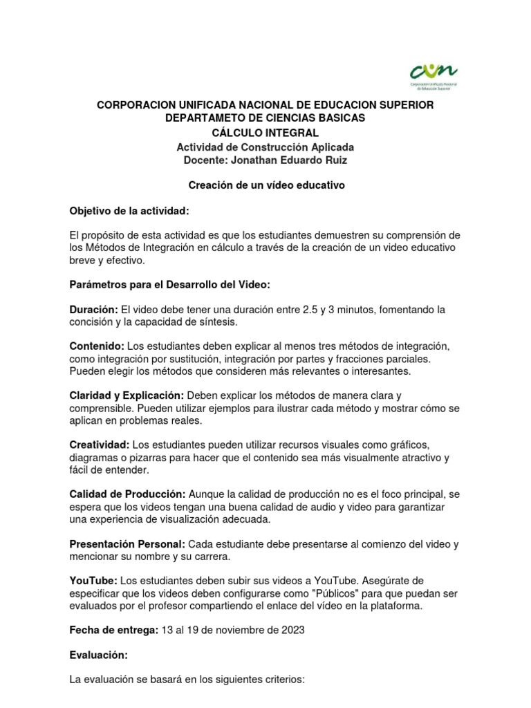 Aca 3. Cálculo Integral | PDF | Youtube | Creatividad