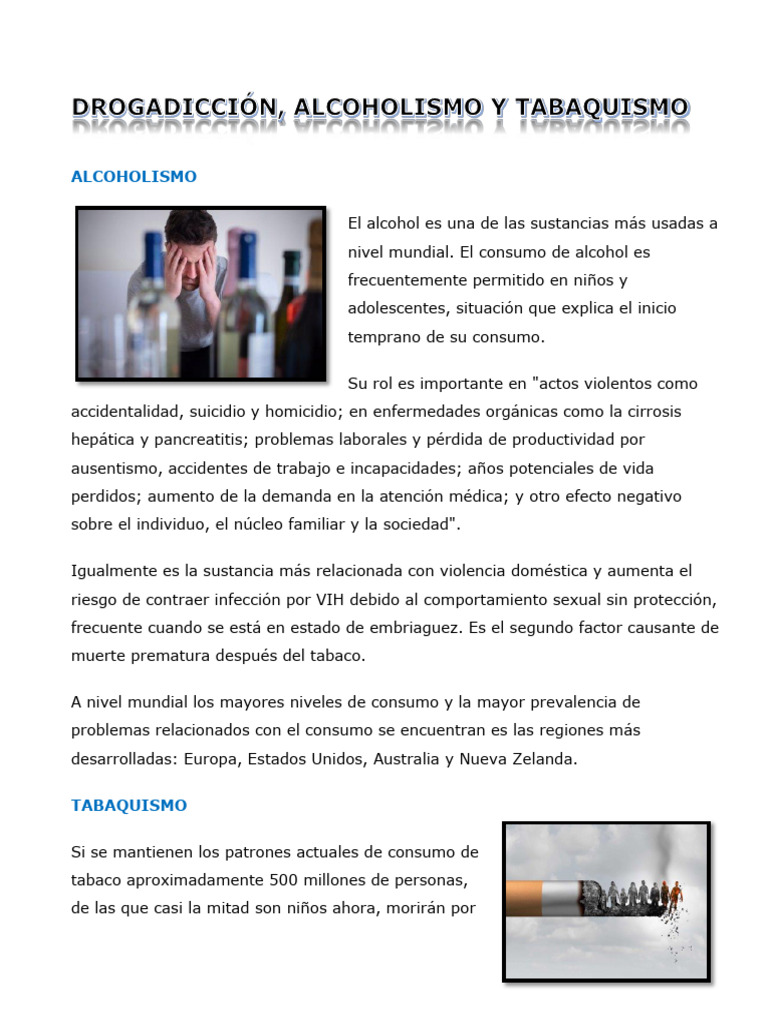 Alcoholismo y Drogadicción | PDF | La dependencia de sustancias | Alcoholismo