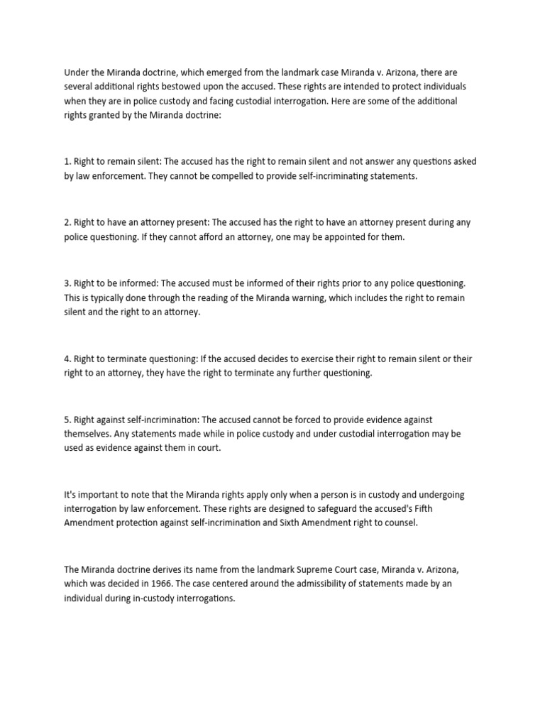 History of Miranda Doctrine | PDF | Miranda Warning | Miranda V. Arizona
