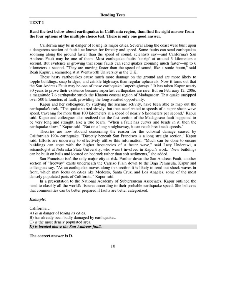 C1 Level Reading Tests | PDF | Earthquakes | Theory