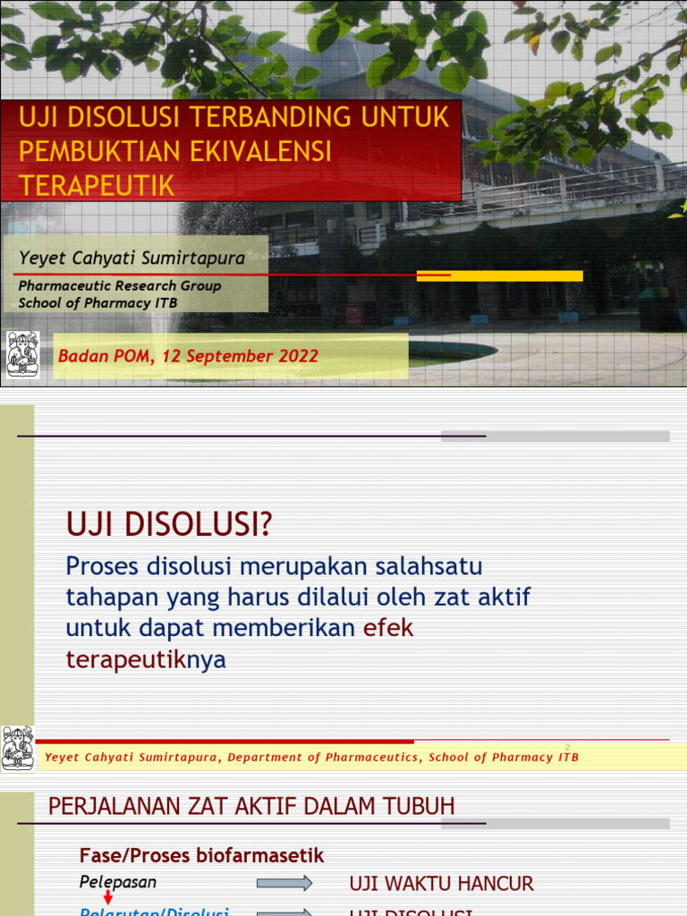 Uji Disolusi Terbanding Untuk Pembuktian Ekivalensi Terapeutik | PDF | Pengembangan Diri ...