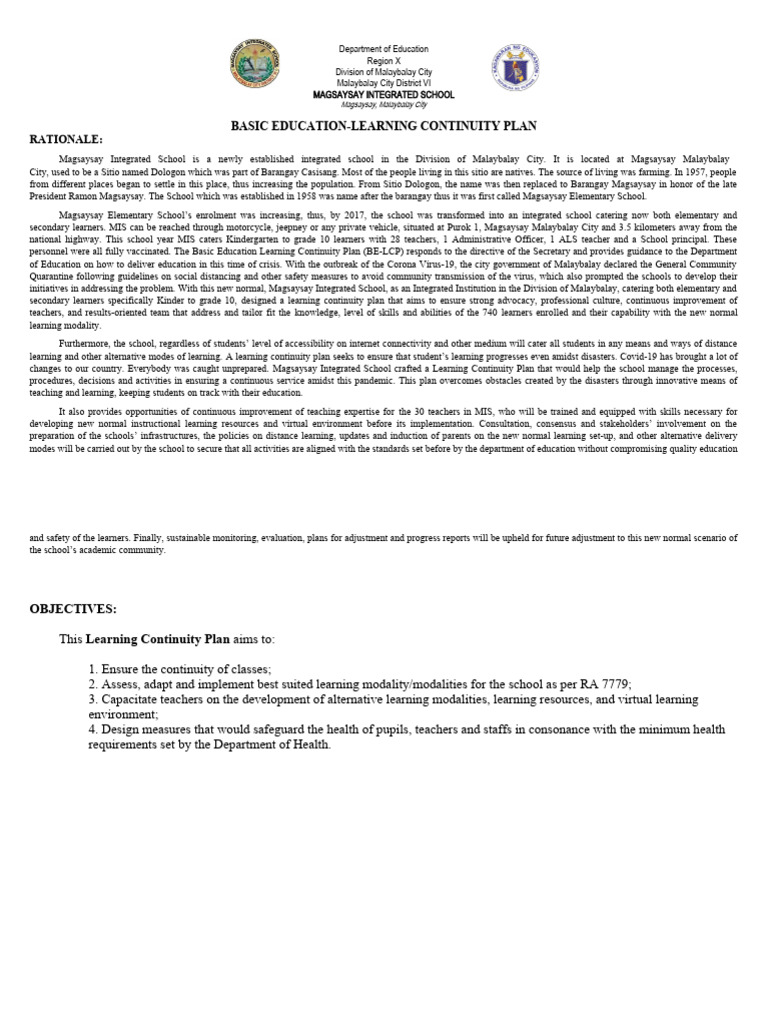 Be LCP 2022-2023 | PDF | Teachers | Learning