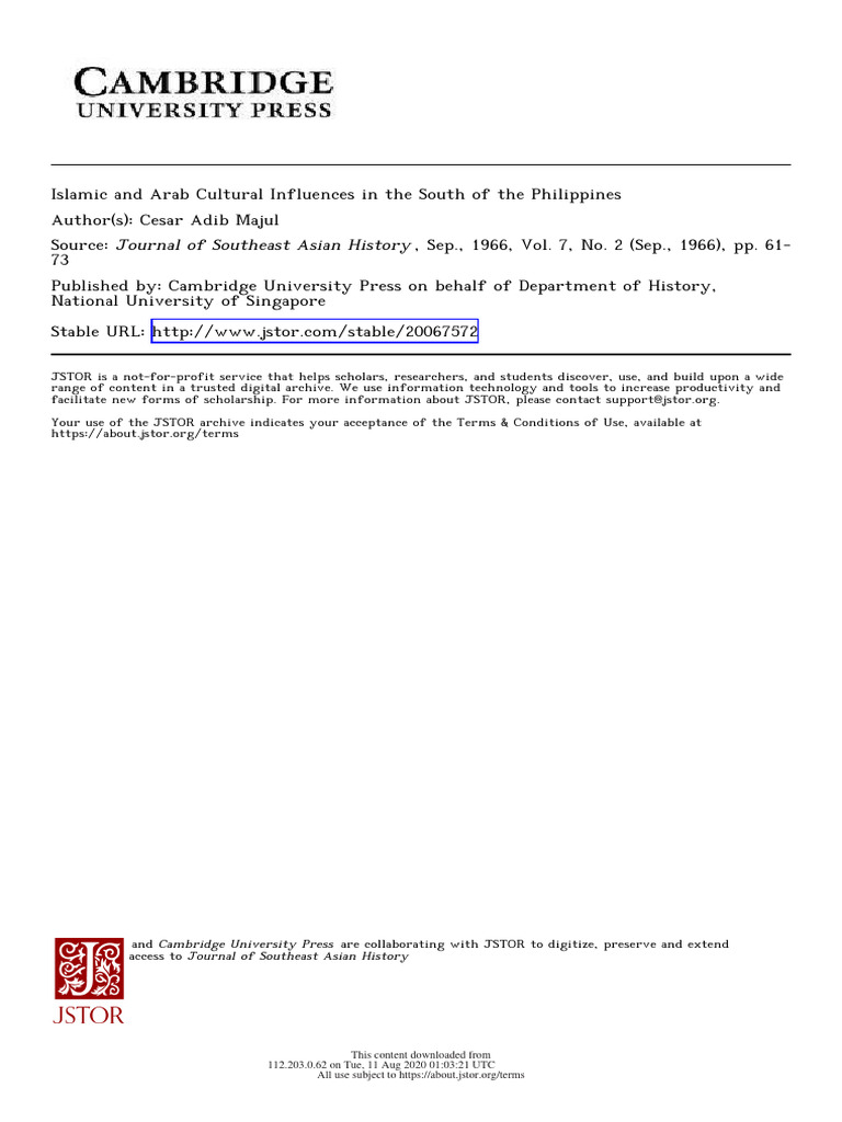 B06 Majul - Islamic and Arab Cultural Influences | PDF | Philippines