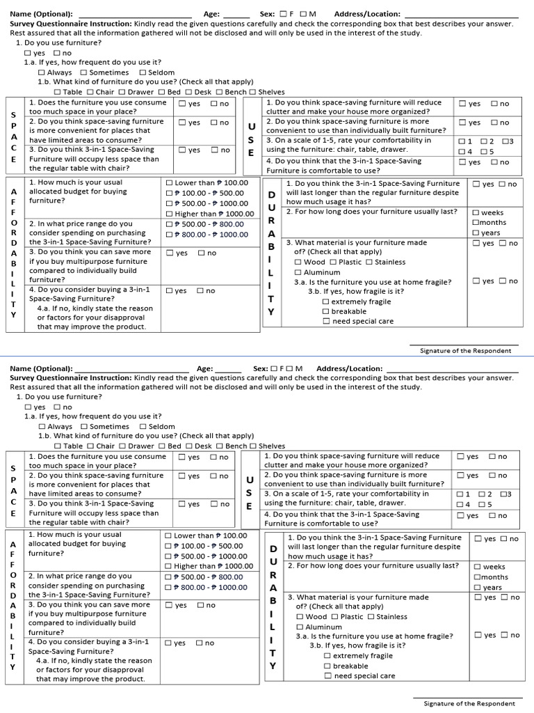 RDL 2 Survey | PDF | Furniture | Desk