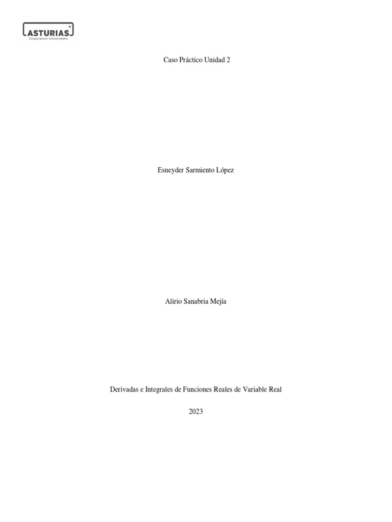 Caso Practico U2 | PDF | Integral