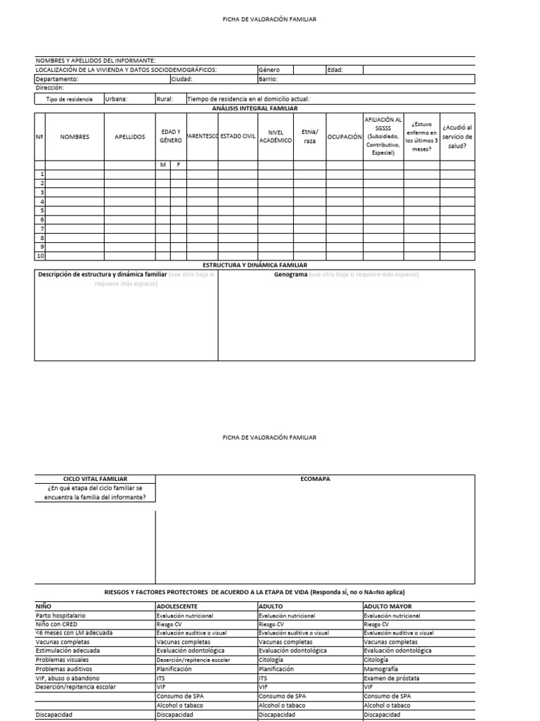 Guía para Llenar la Ficha Familiar | PDF