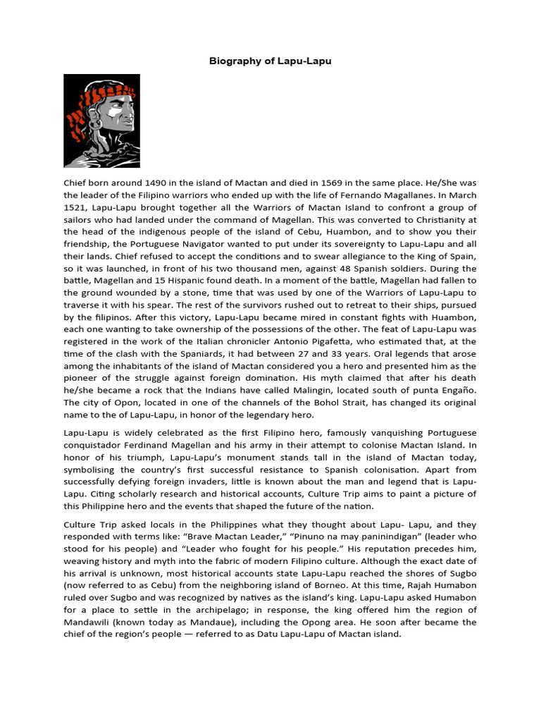 Biography of Lapu LAPU 1 | PDF | Philippines | Spanish Empire Biography of Lapu LAPU 1 | PDF | Philippines | Spanish Empire