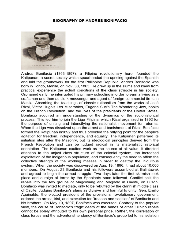 Biography of Andres Bonifacio | Download Free PDF | Philippines