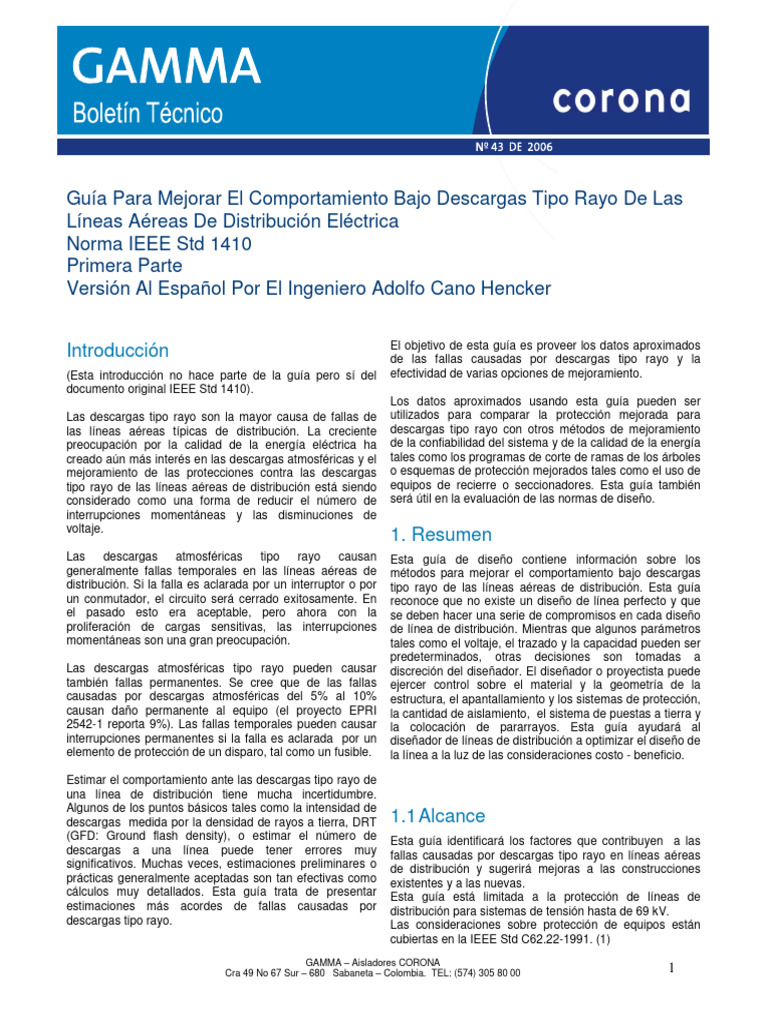 Boletin 43 | PDF | Aislador (Electricidad) | Relámpago