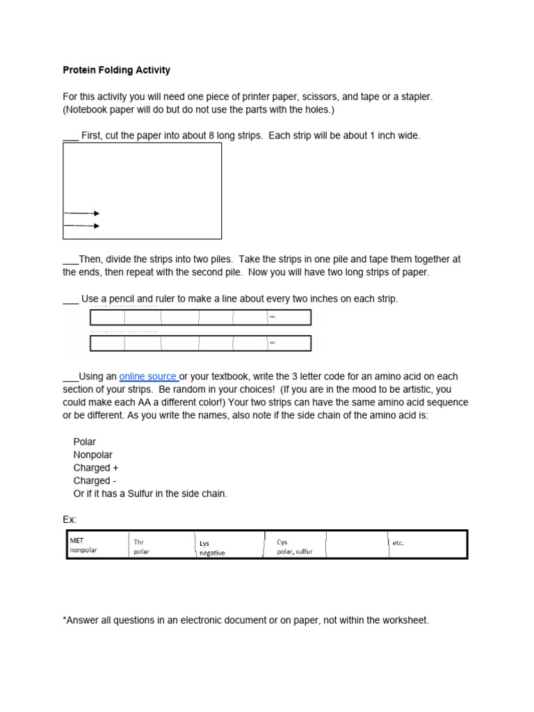 Protein Folding Activity Guide | PDF | Denaturation (Biochemistry ...