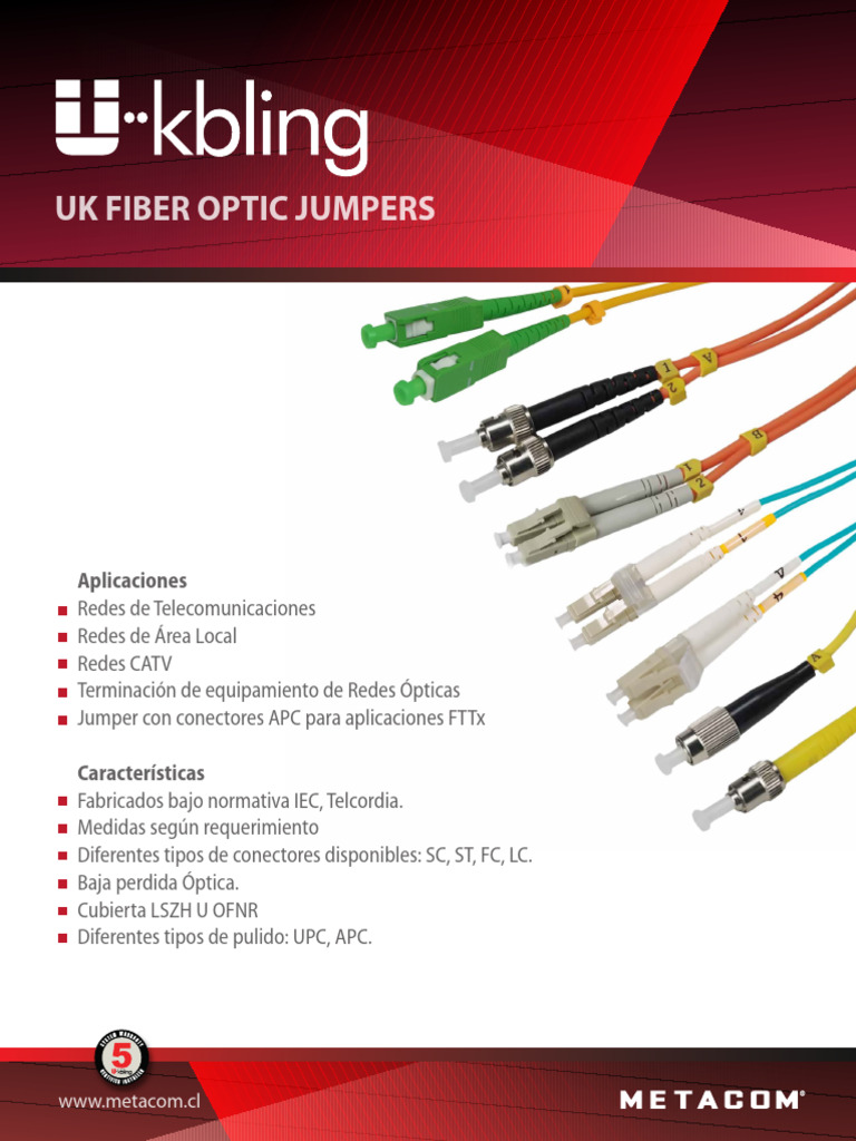 Jumpers de Fibra Óptica UK: Especificaciones | PDF | Informática