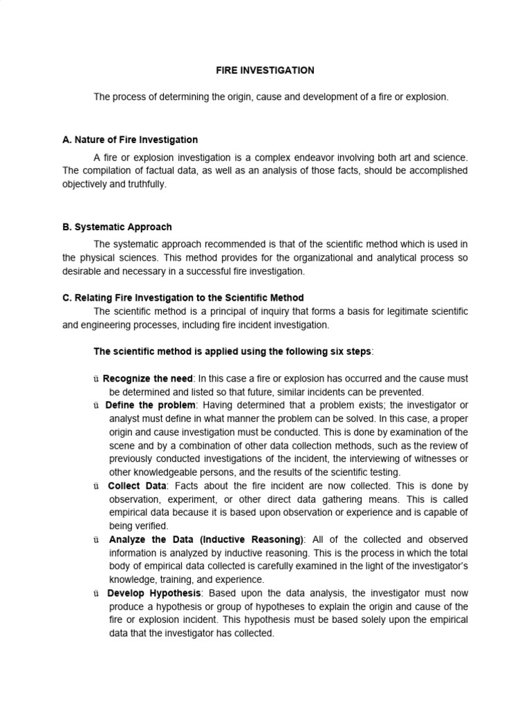 Fire Investigation Process Explained | PDF | Scientific Method ...