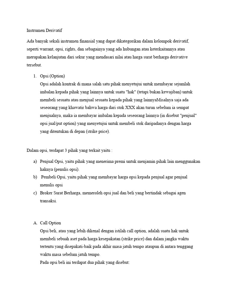 Panduan Lengkap Instrumen Derivatif | PDF | Bisnis