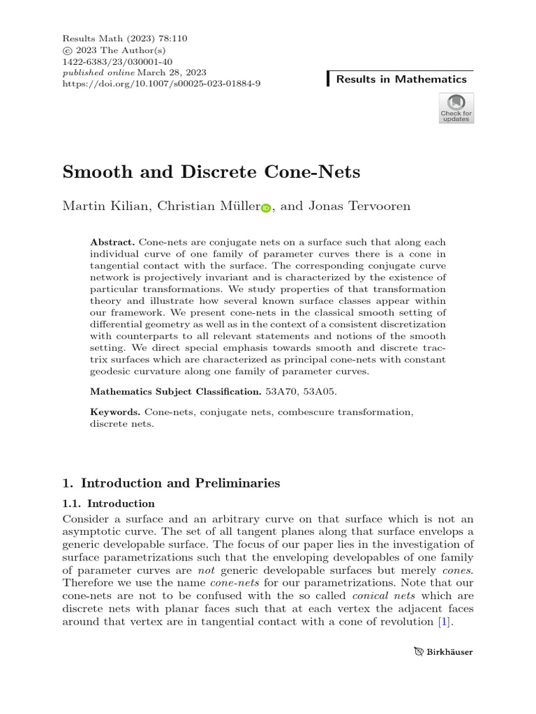 Smooth and Discrete Cone Nets | PDF | Sphere | Curvature