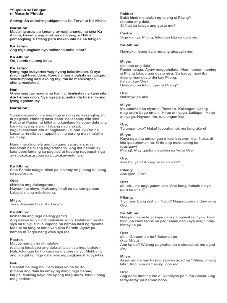 Suyuan Sa Tubigan Script | PDF