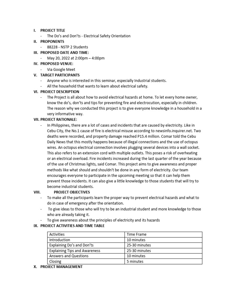 NSTP Project Proposal | PDF | Ac Power Plugs And Sockets | Manufactured ...