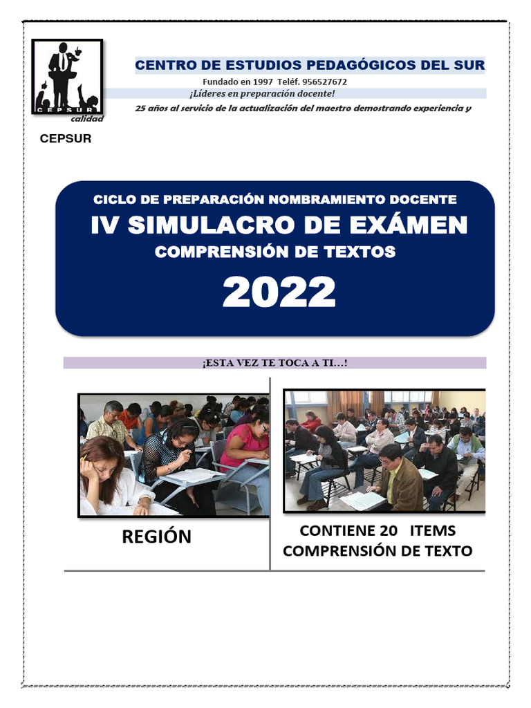 IV Simulacro de Comprension Lectora Claves | PDF | Internet | Evaluación
