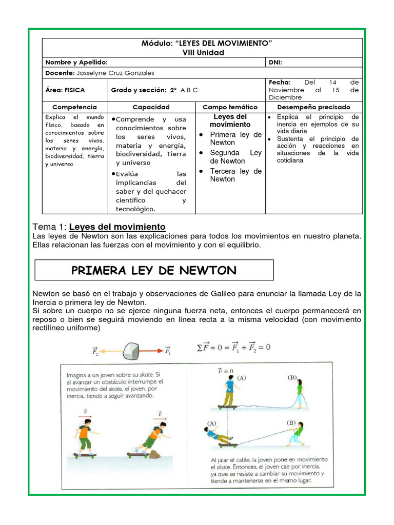 Leyes de Newton: Movimiento y Fuerzas | PDF | Fuerza | Las leyes del ...