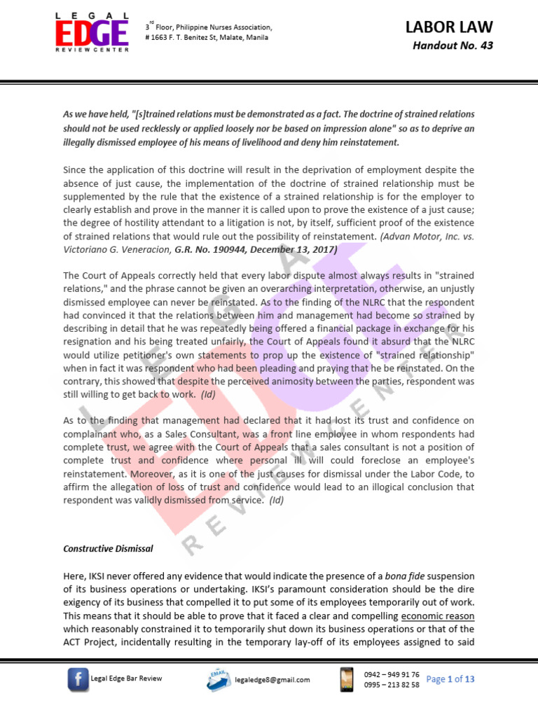 XXX HO#43 - Labor Law | PDF | Employment | Fraud