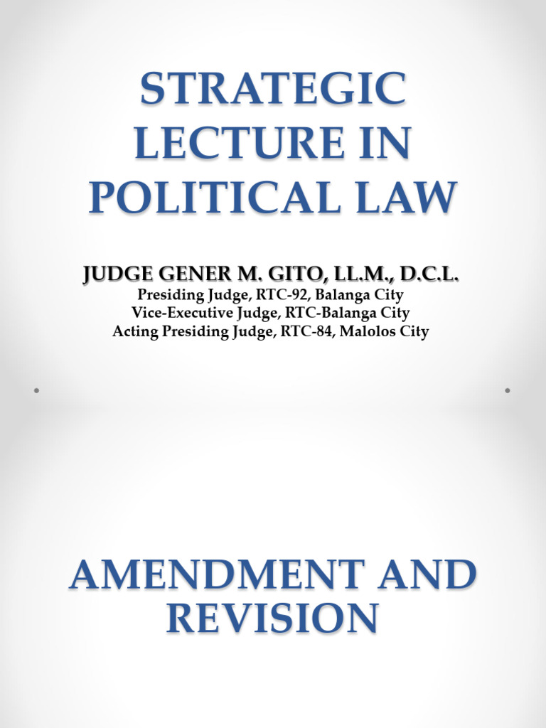 Judge Gito - Preweek STRATEGIC LECTURE IN POLITICAL LAW - GMG | PDF ...