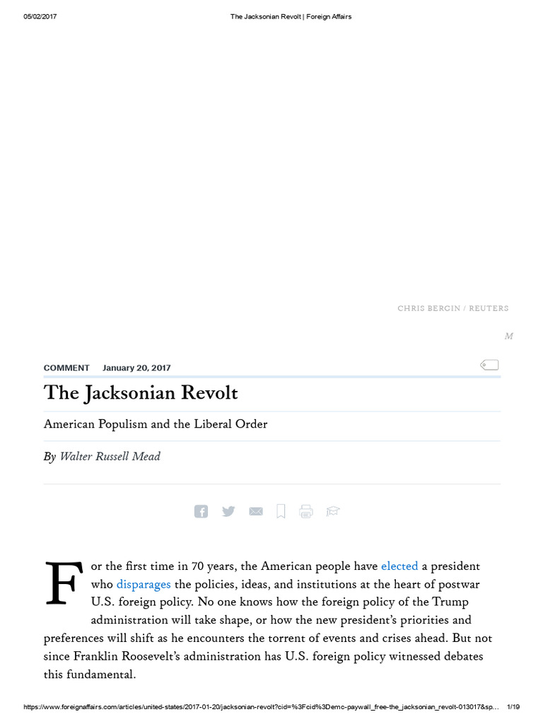 Jacksonian Populism and U.S. Foreign Policy | PDF | Populism | The ...