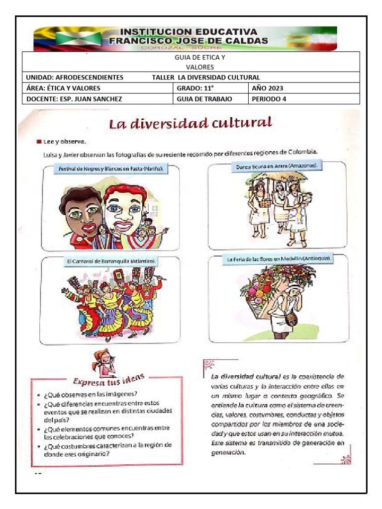 TALLER - GRADO 11° AFROCOLOMBIANIDAD-correjida | PDF | Colombia | LGBT