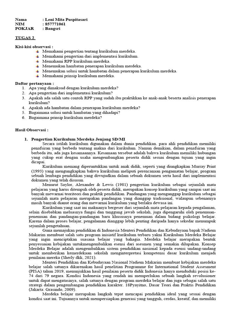 RPP Kurikulum Merdeka | PDF