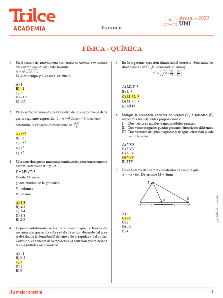 Examen 1 Ciencias | PDF | Velocidad | Vector Euclidiano